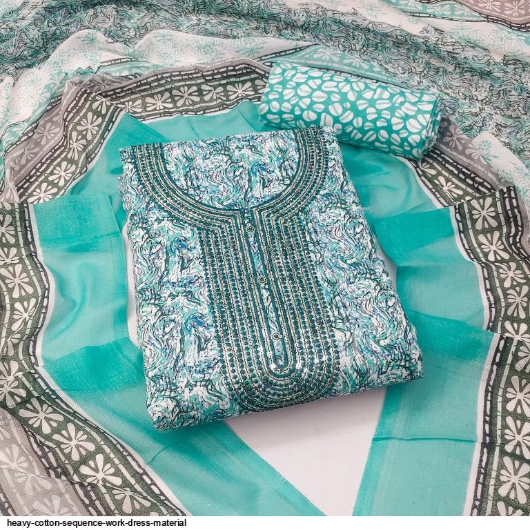 HEAVY COTTON SEQUENCE WORK DRESS MATERIAL