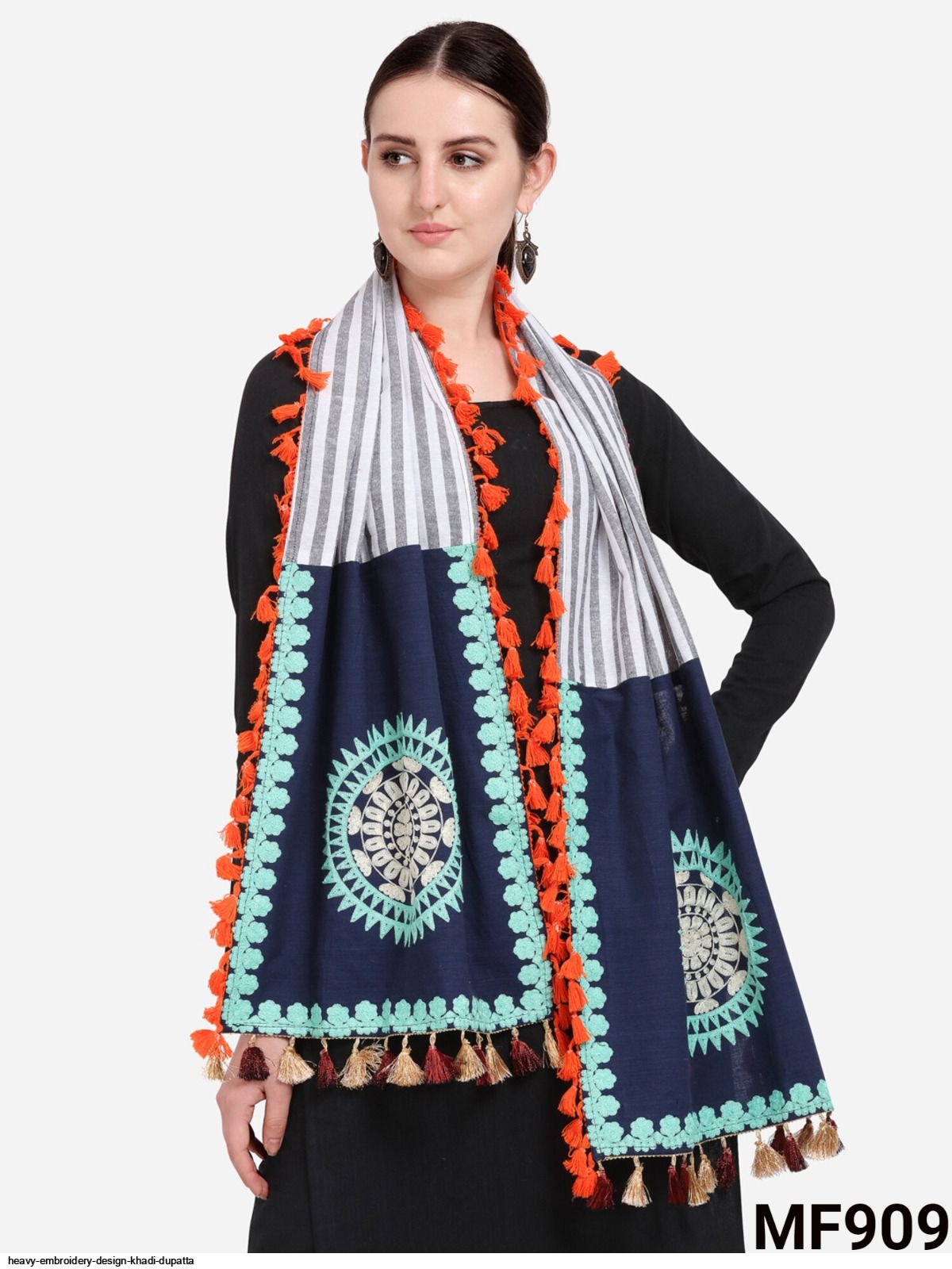 heavy embroidery design khadi dupatta