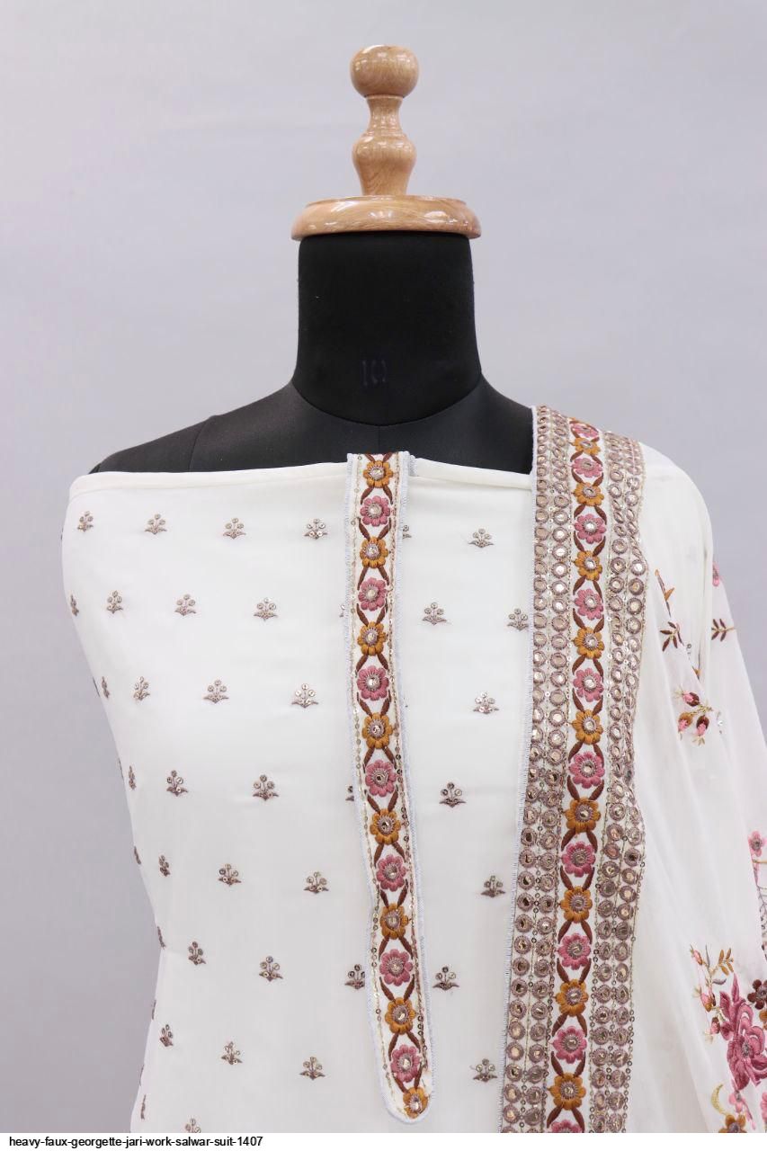 Heavy Faux Georgette Jari work salwar suit 1407