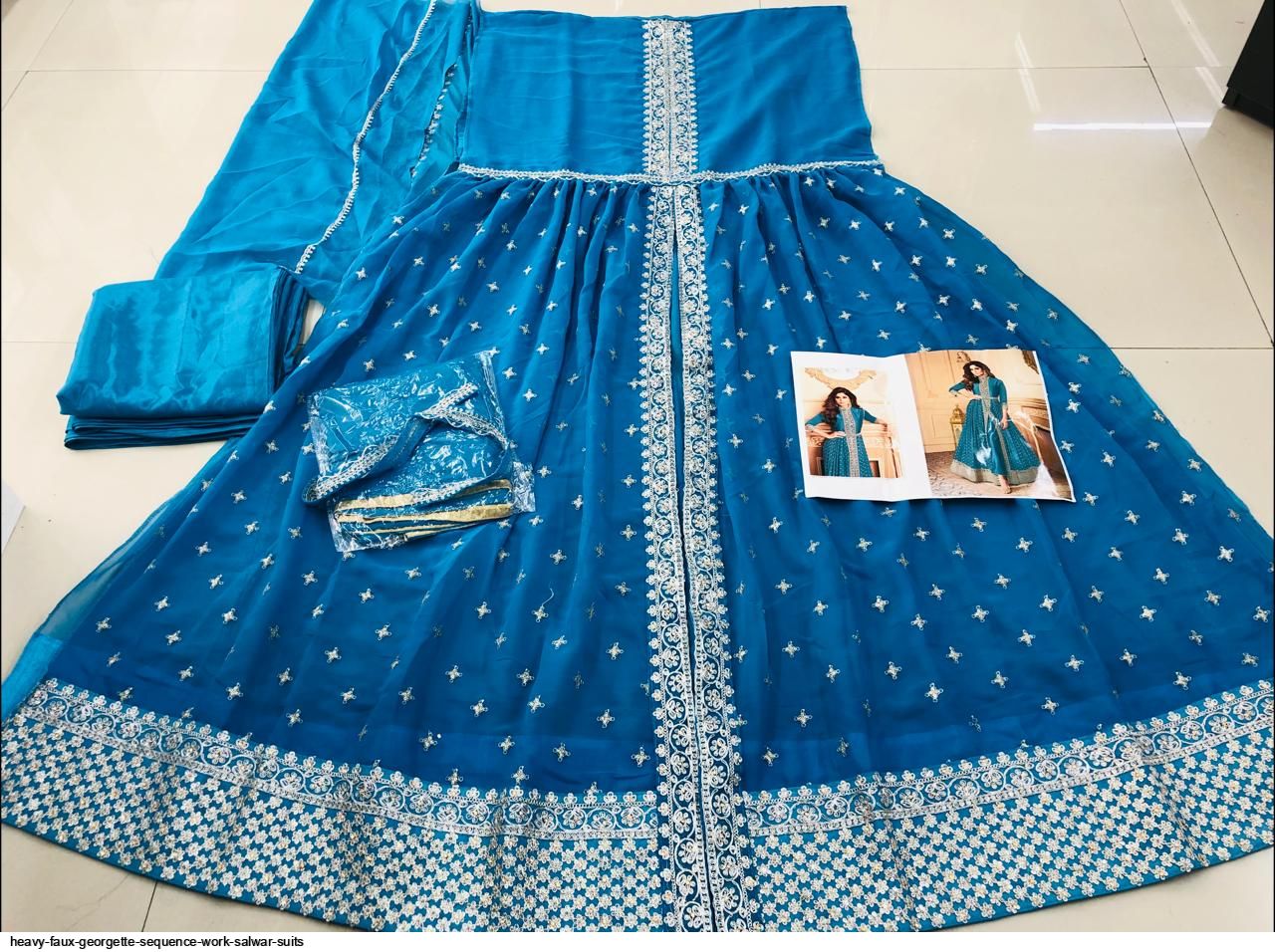 Heavy Faux Georgette sequence work salwar suits