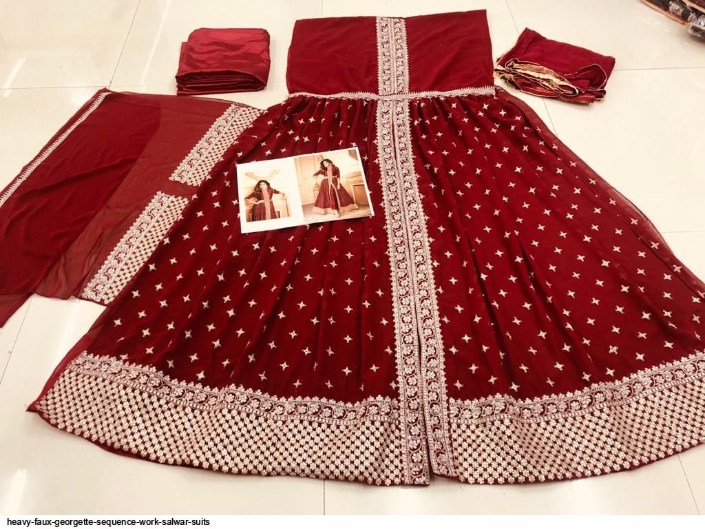 Heavy Faux Georgette sequence work salwar suits