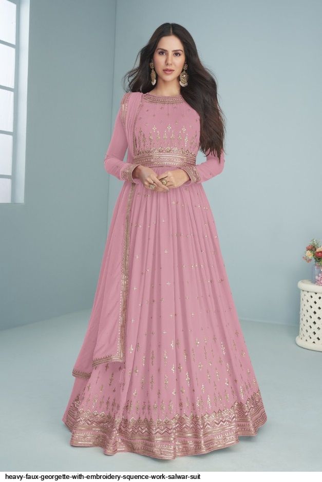 Heavy Faux Georgette with Embroidery Squence Work salwar suit