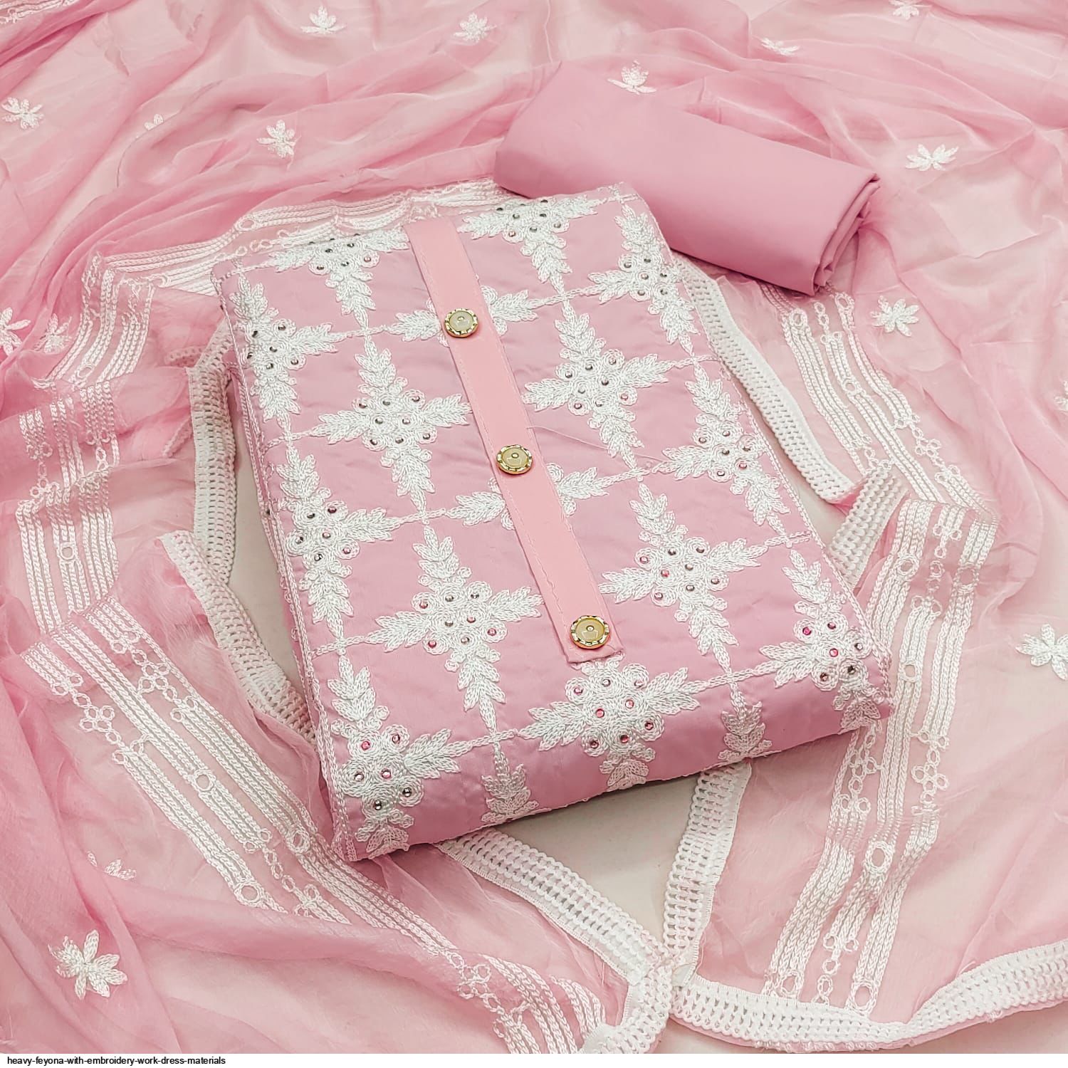 HEAVY feyona With Embroidery work DRESS MATERIALS