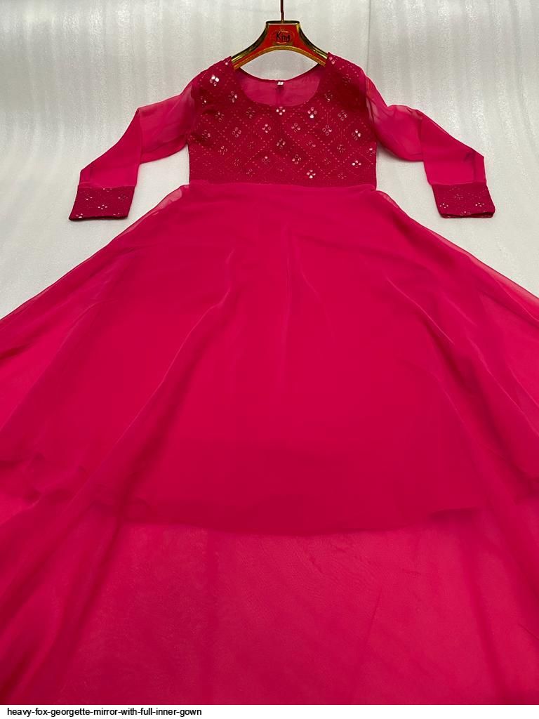 Heavy Fox Georgette MIRROR With Full Inner GOWN