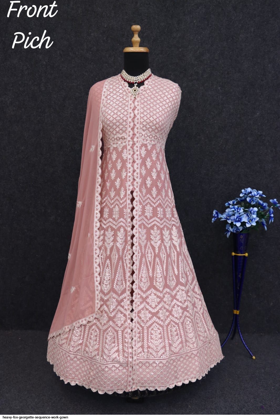 Heavy Fox Georgette Sequence Work GOWN