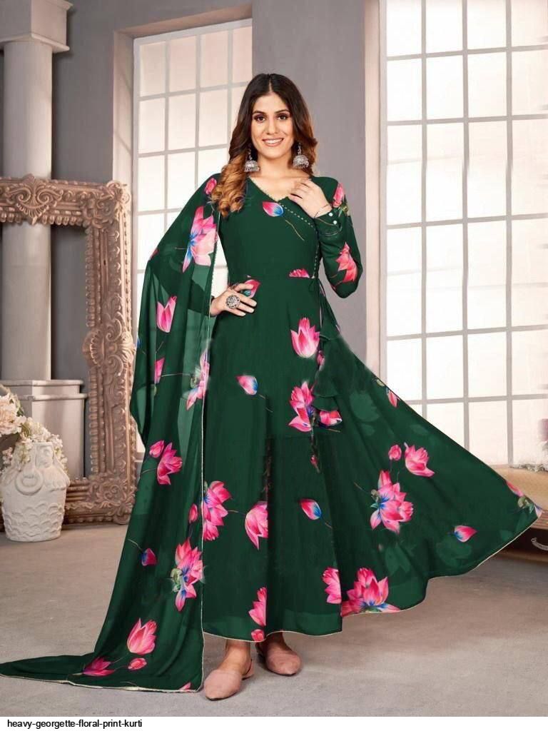 HEAVY GEORGETTE FLORAL PRINT KURTI