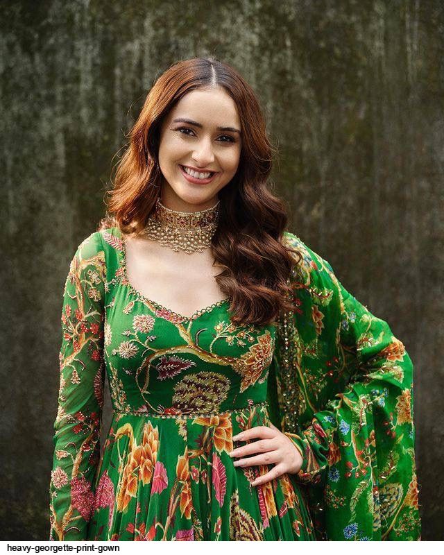 heavy georgette print gown