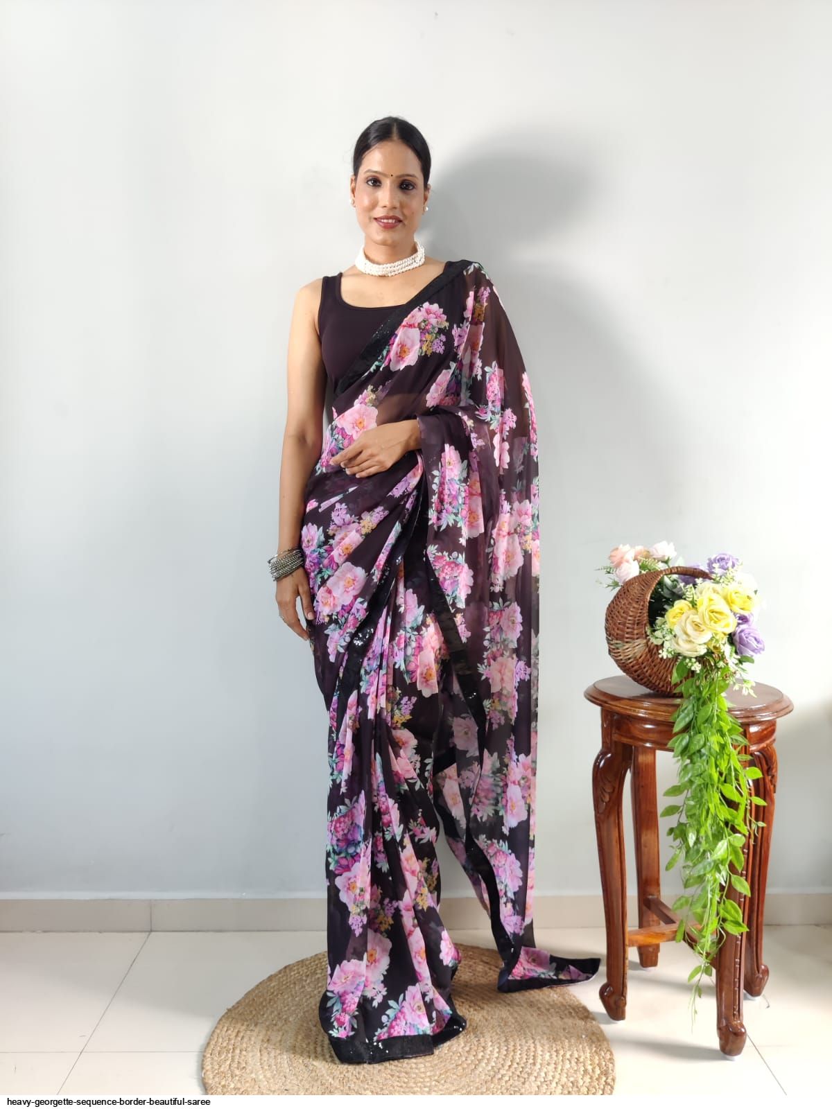 Heavy Georgette sequence border beautiful saree