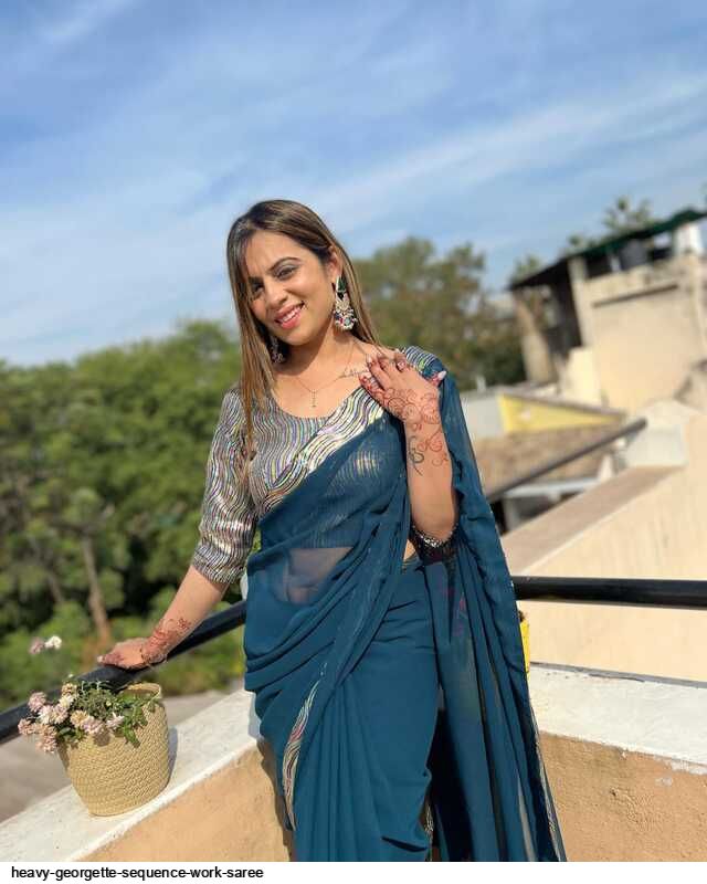 heavy georgette sequence work saree