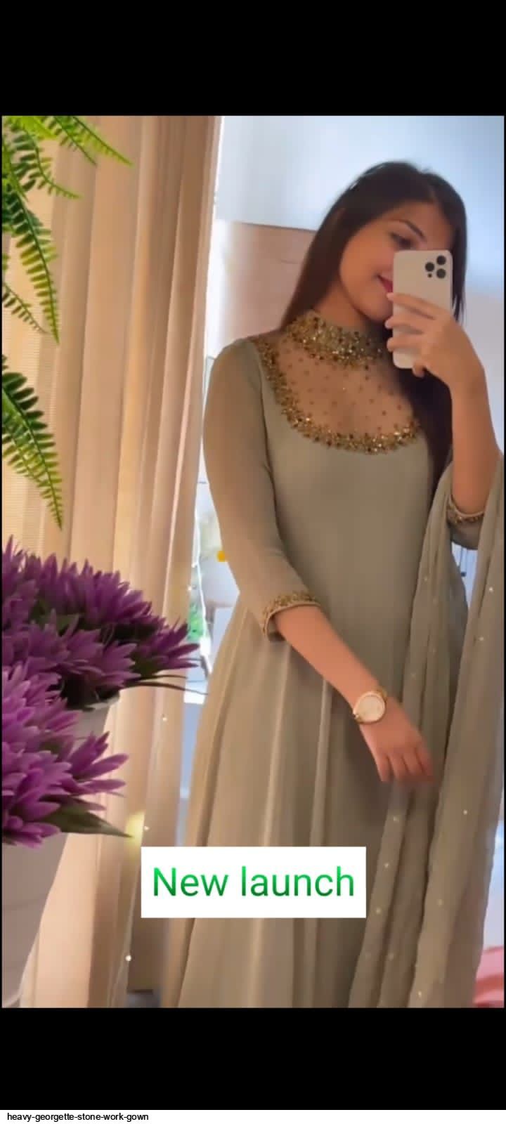 HEAVY GEORGETTE STONE WORK GOWN