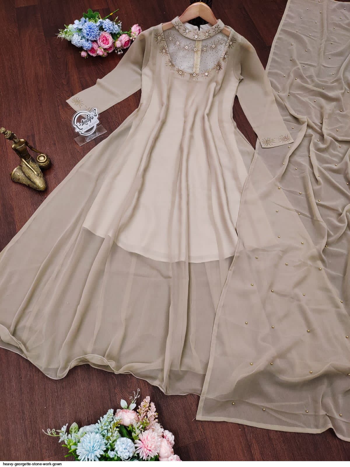 HEAVY GEORGETTE STONE WORK GOWN