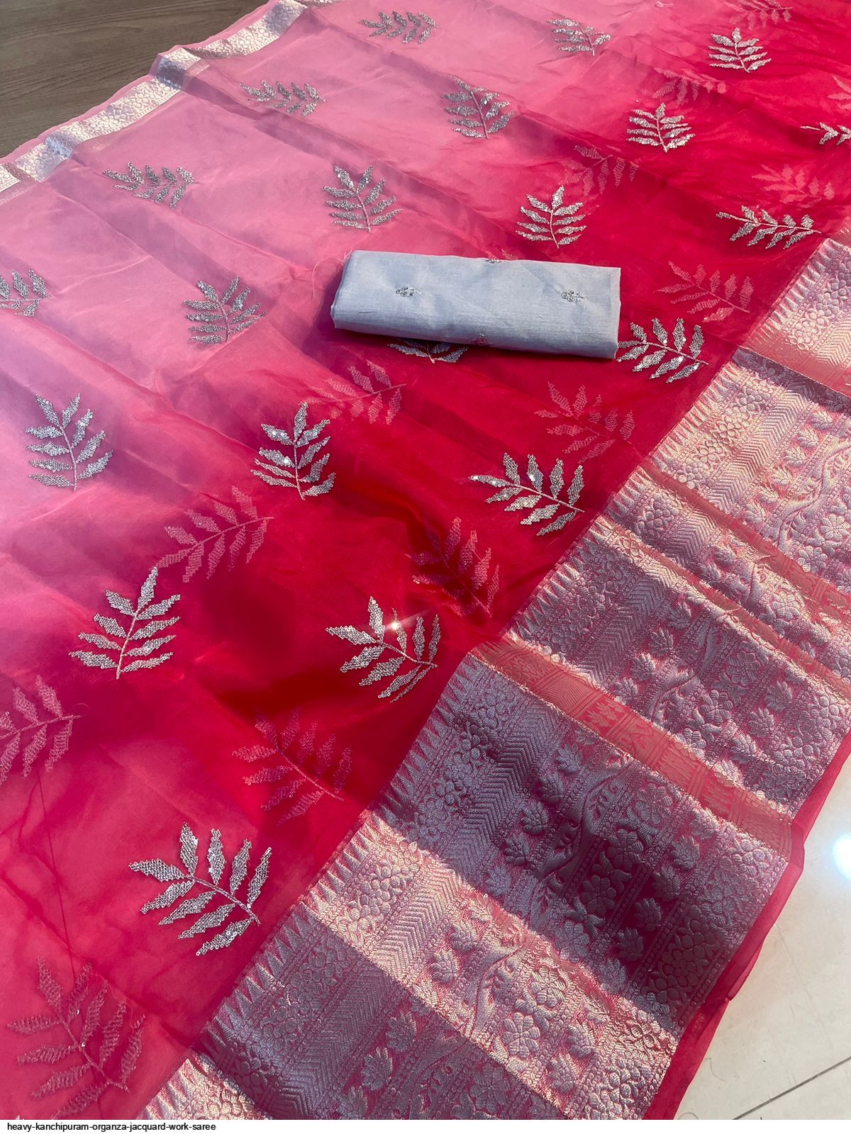 HEAVY KANCHIPURAM ORGANZA JACQUARD WORK SAREE