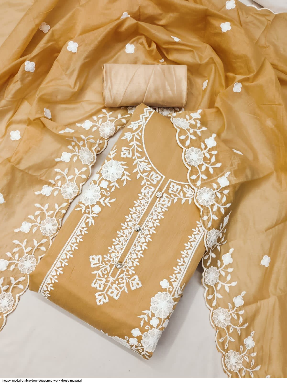 HEAVY MODAL EMBROIDERY SEQUENCE WORK DRESS MATERIAL