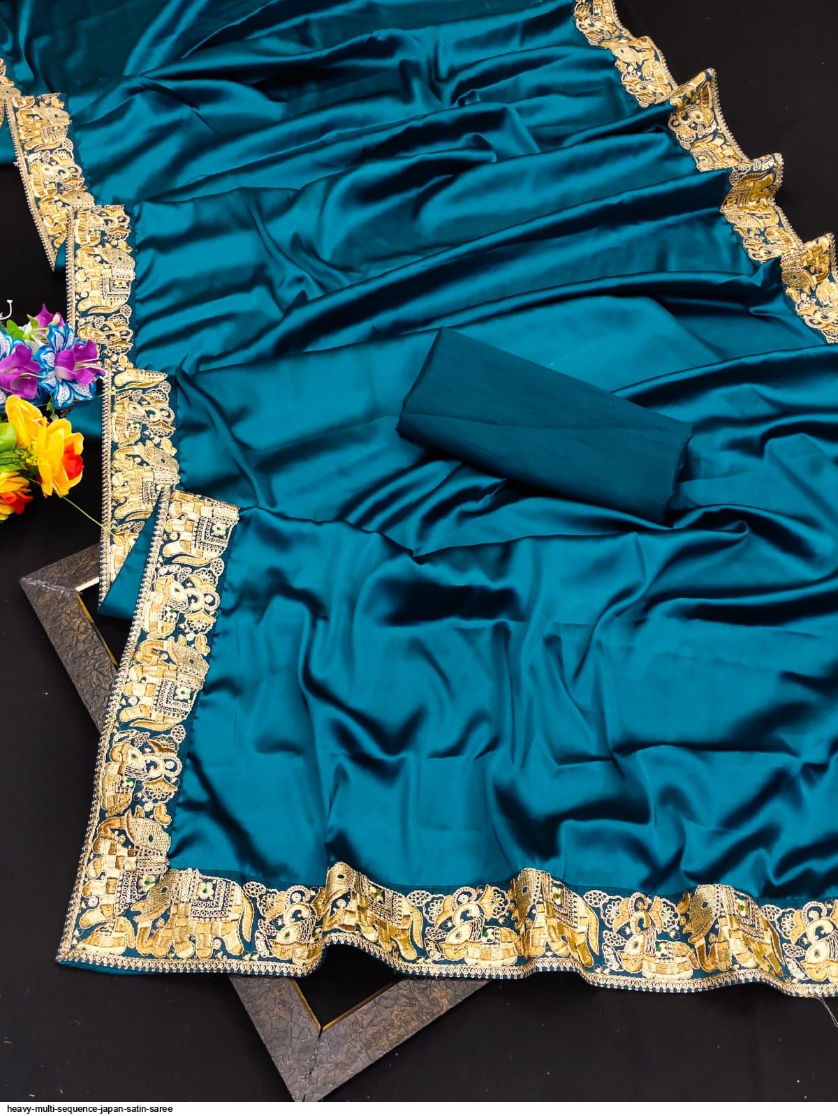 Heavy Multi Sequence Japan Satin saree