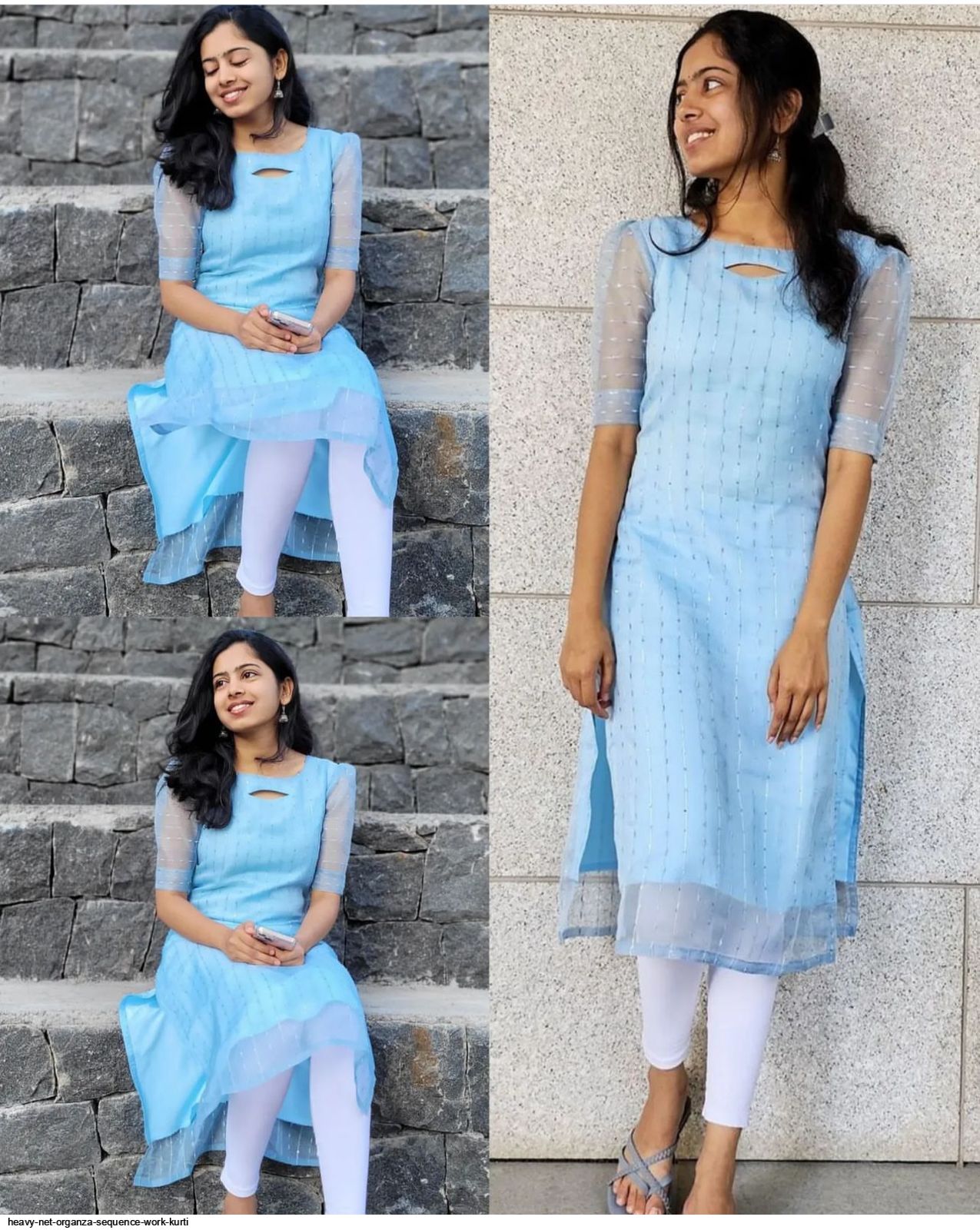 Heavy Net Organza Sequence Work KURTI