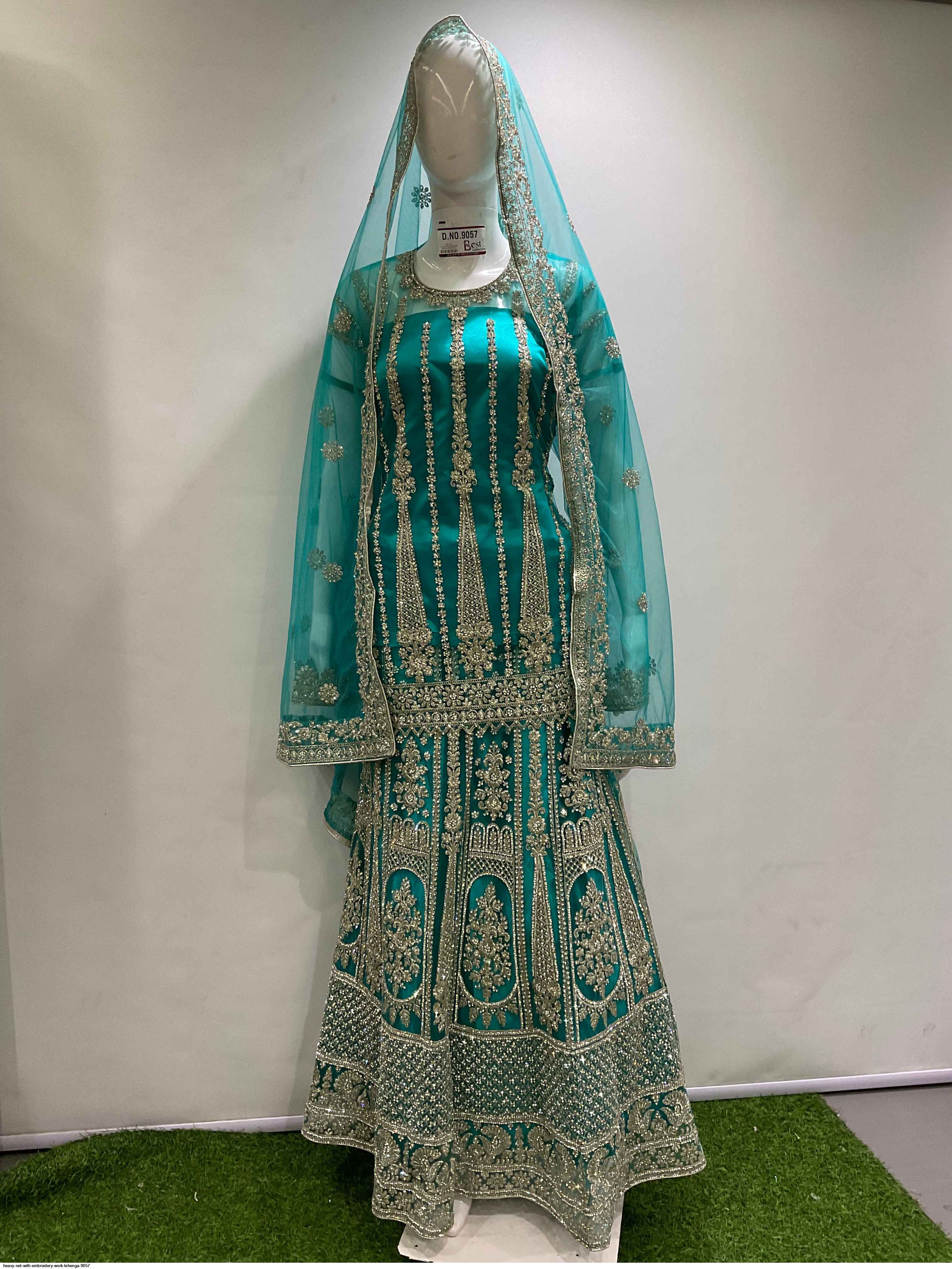 Heavy Net with Embroidery work Lehenga 9057