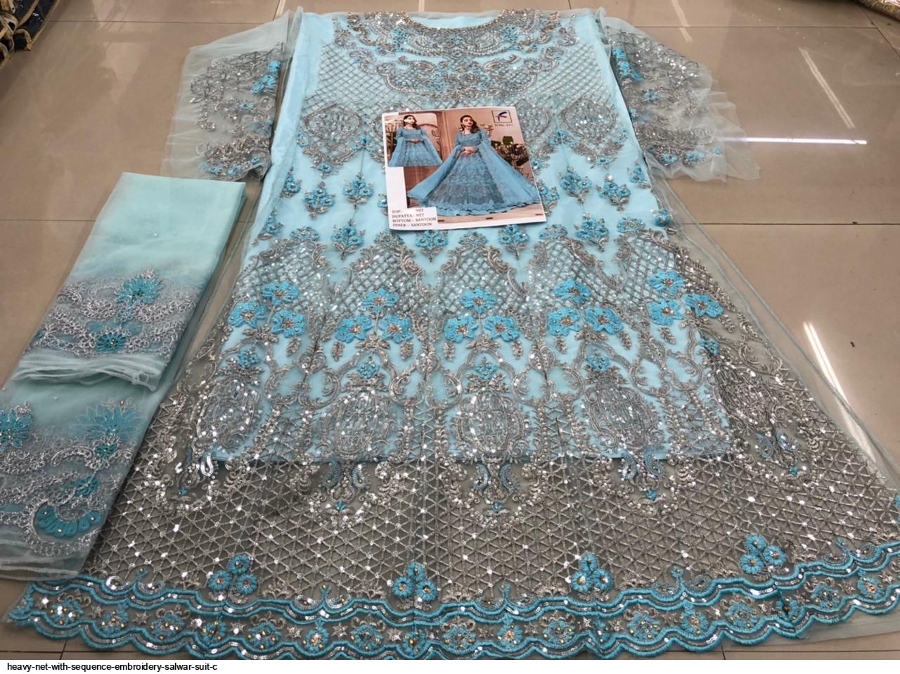 Heavy Net with sequence Embroidery salwar suit