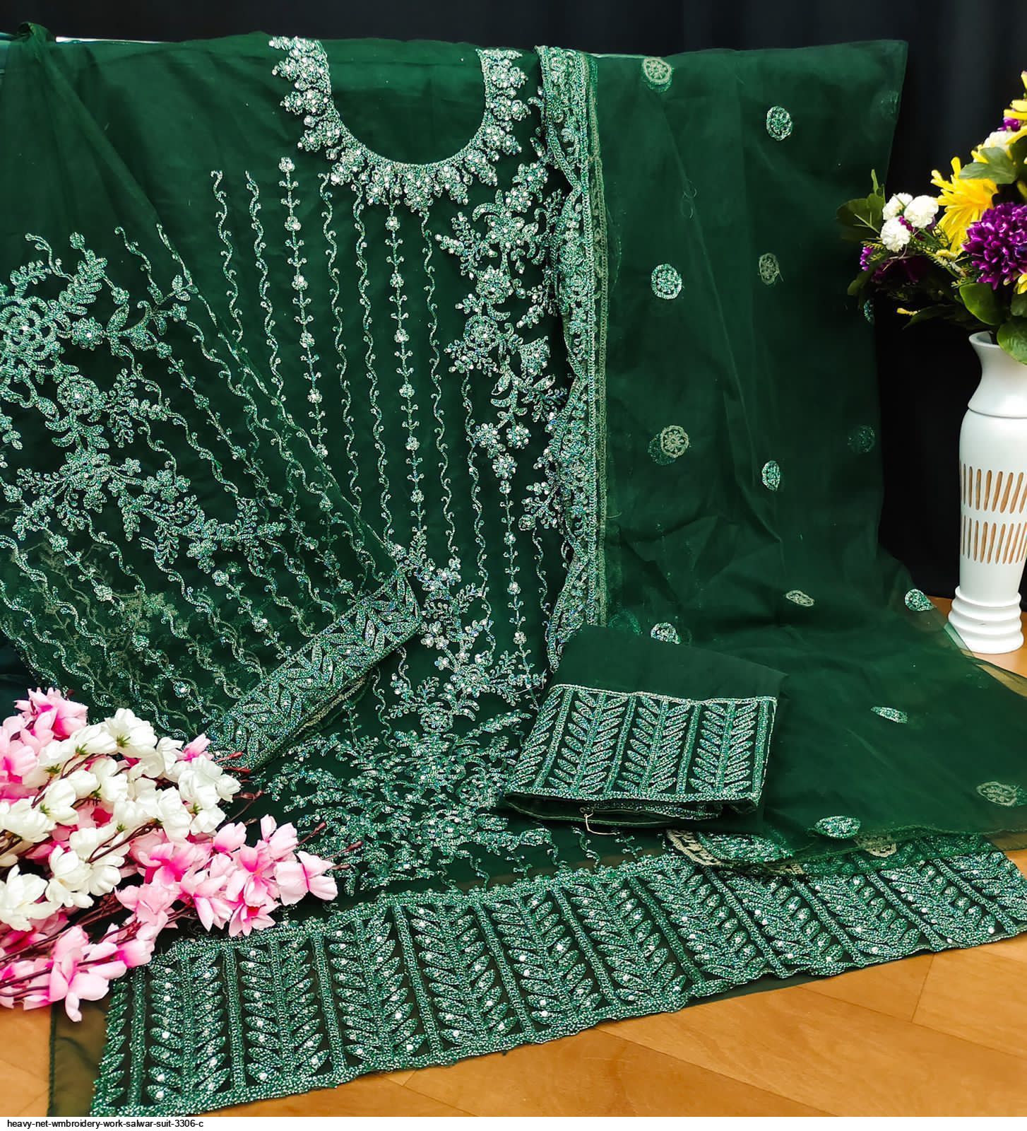 HEAVY NET WMBROIDERY WORK SALWAR SUIT 3306