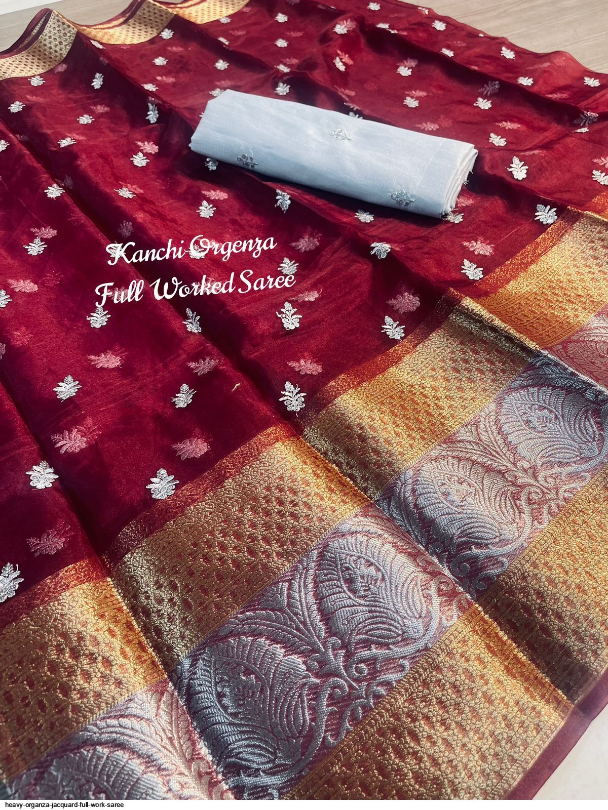 HEAVY ORGANZA JACQUARD FULL WORK SAREE