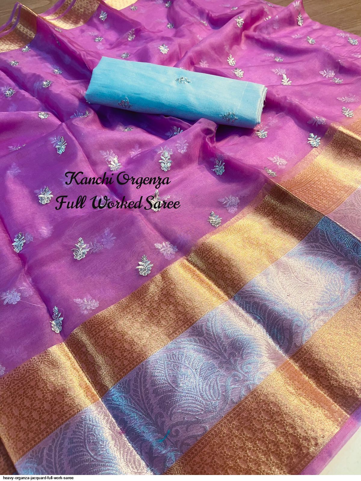 HEAVY ORGANZA JACQUARD FULL WORK SAREE