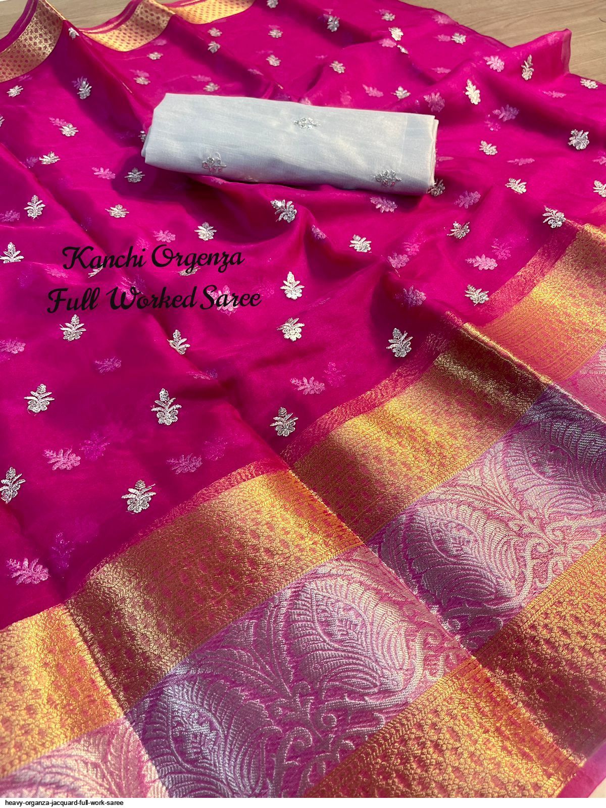HEAVY ORGANZA JACQUARD FULL WORK SAREE