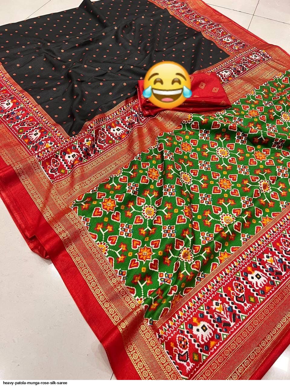 heavy patola munga rose silk saree