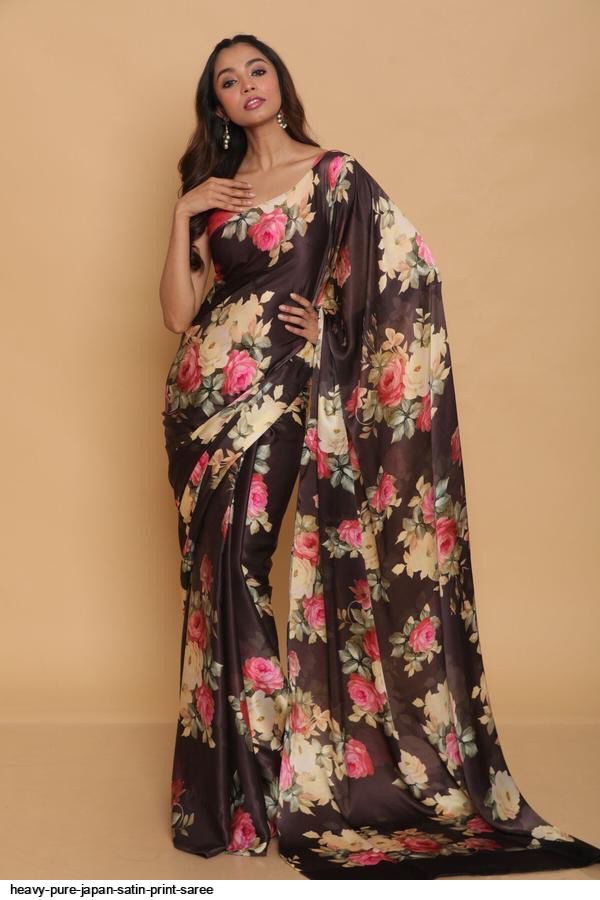 HEAVY PURE JAPAN SATIN PRINT SAREE