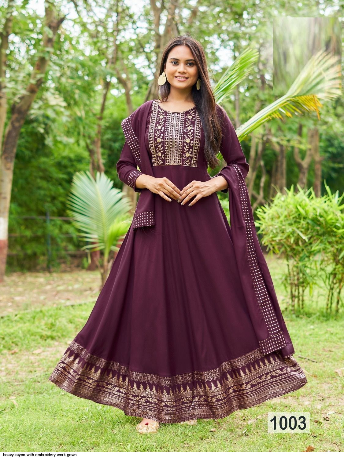 Heavy Rayon with Embroidery Work GOWN