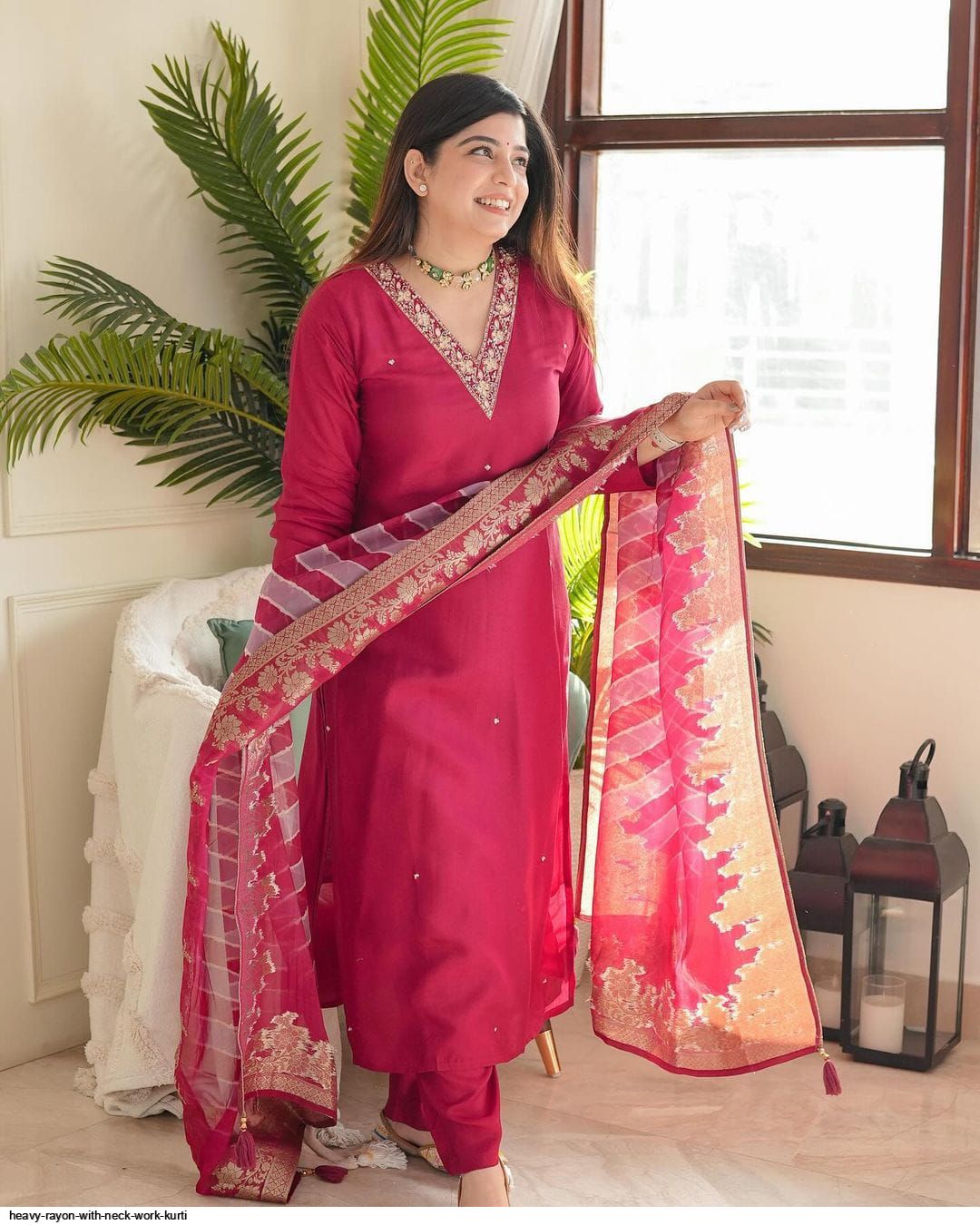 Heavy Rayon with Neck Work kurti