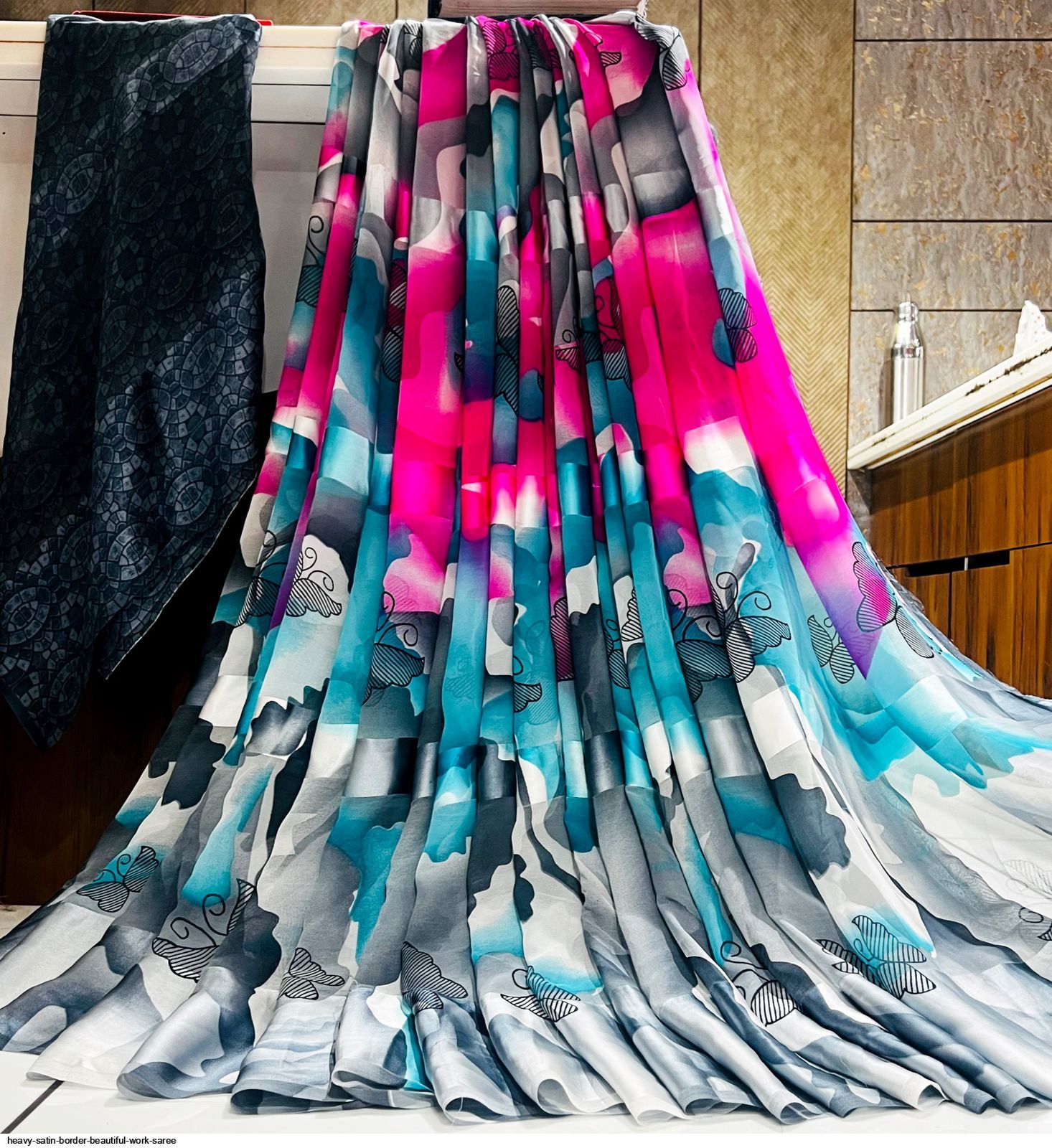 HEAVY Satin Border BEAUTIFUL WORK SAREE