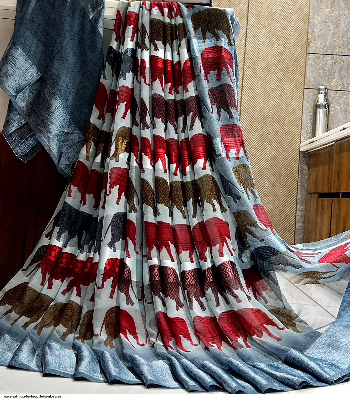 HEAVY Satin Border BEAUTIFUL WORK SAREE