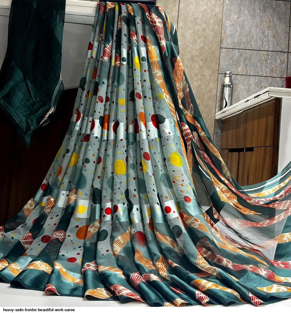 HEAVY Satin Border BEAUTIFUL WORK SAREE