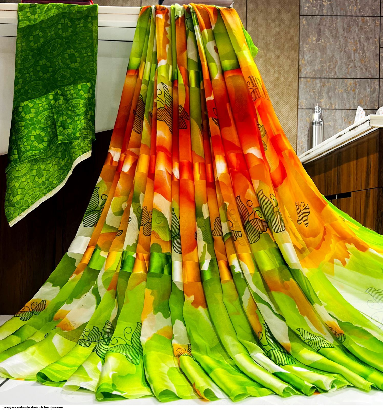 HEAVY Satin Border BEAUTIFUL WORK SAREE