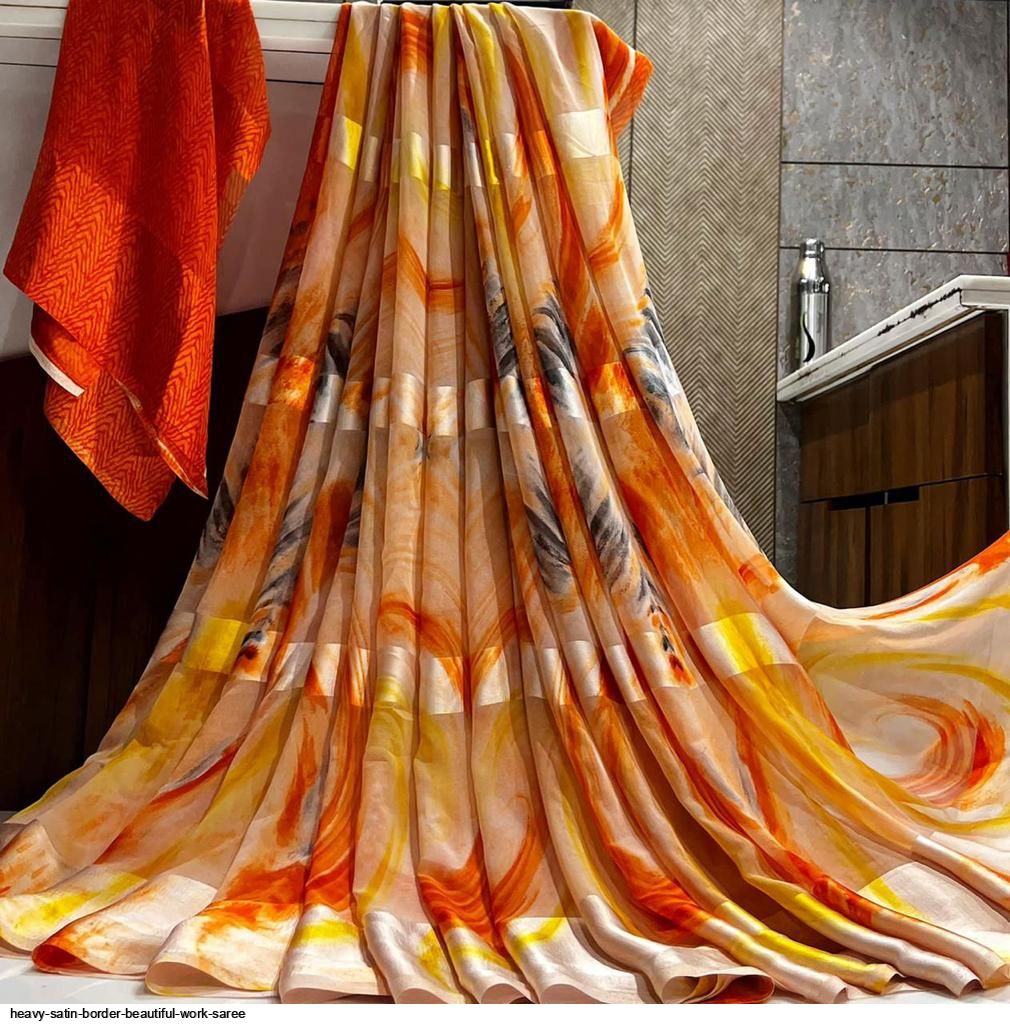 HEAVY Satin Border BEAUTIFUL WORK SAREE