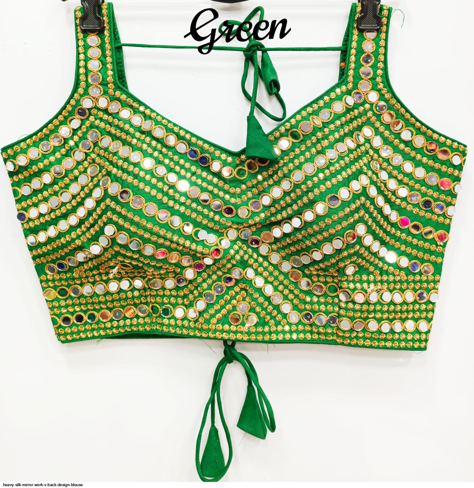 HEAVY SILK MIRROR WORK V BACK DESIGN BLOUSE