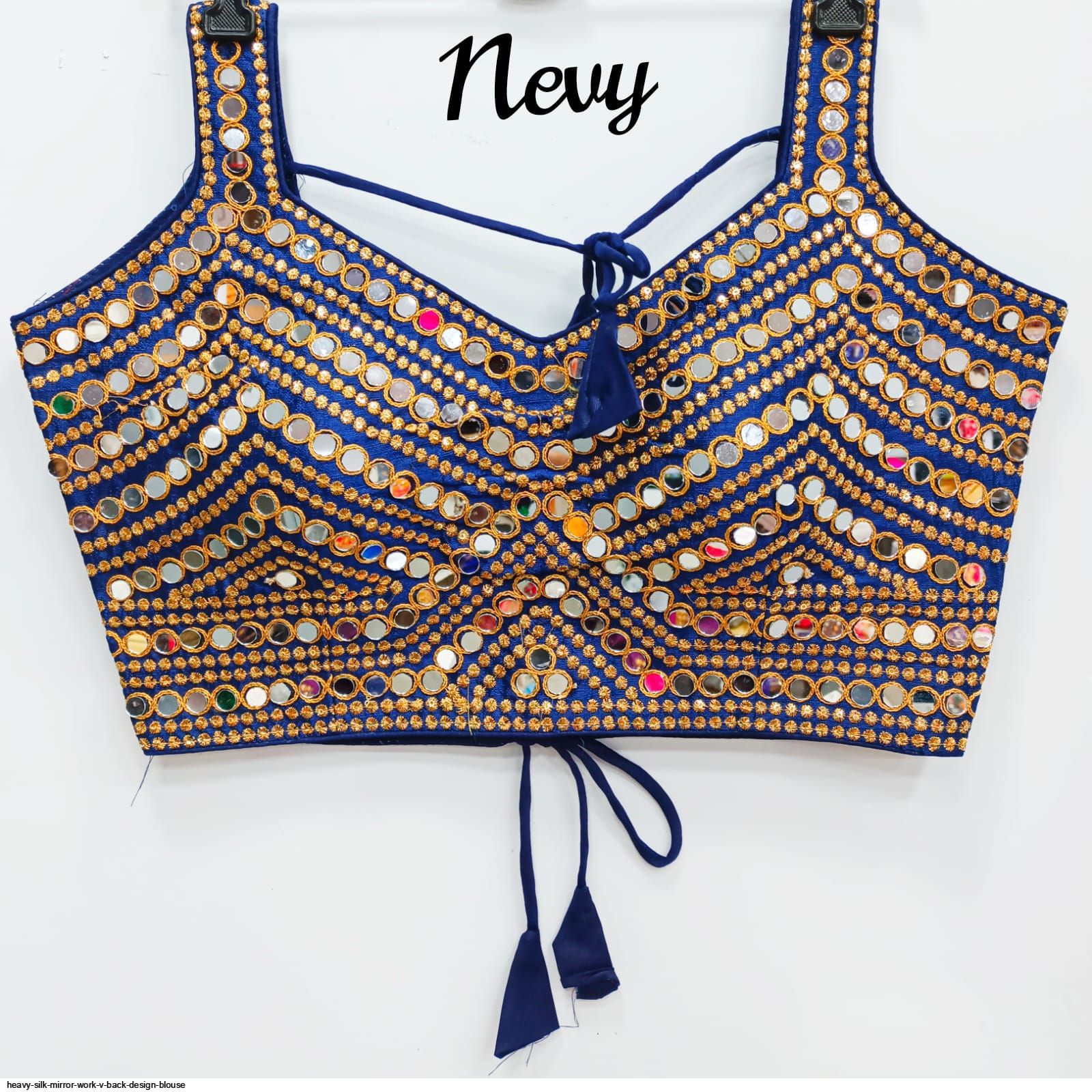 HEAVY SILK MIRROR WORK V BACK DESIGN BLOUSE