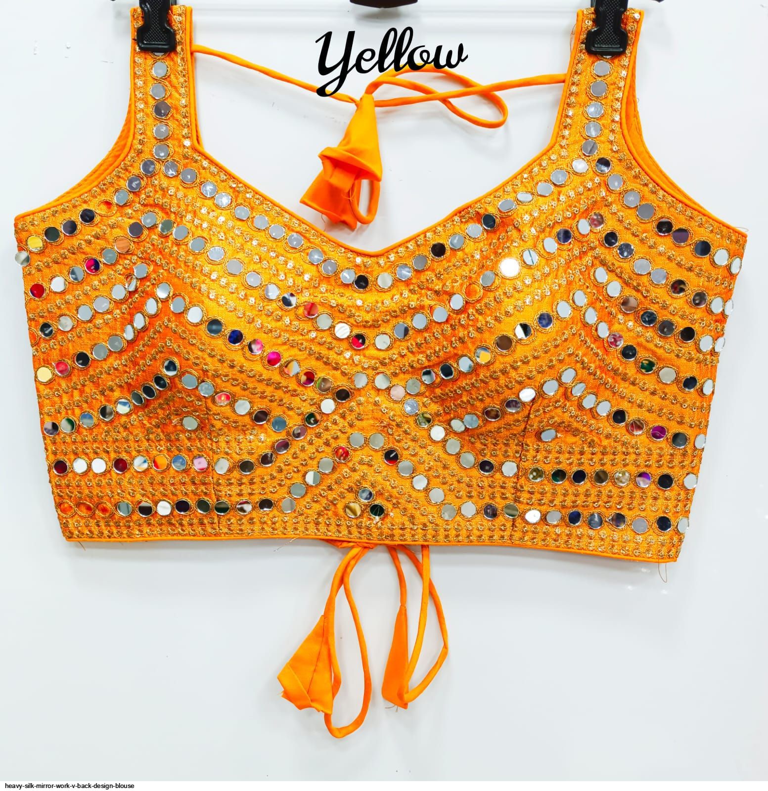 HEAVY SILK MIRROR WORK V BACK DESIGN BLOUSE