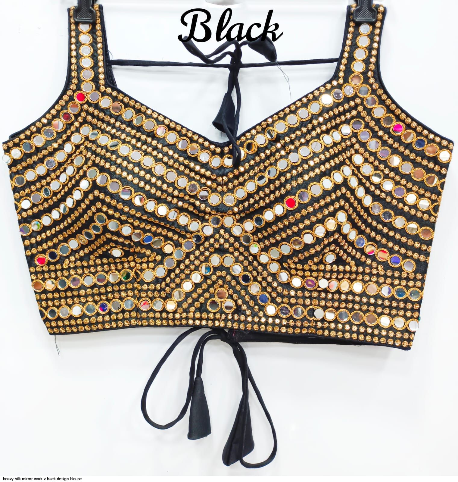 HEAVY SILK MIRROR WORK V BACK DESIGN BLOUSE
