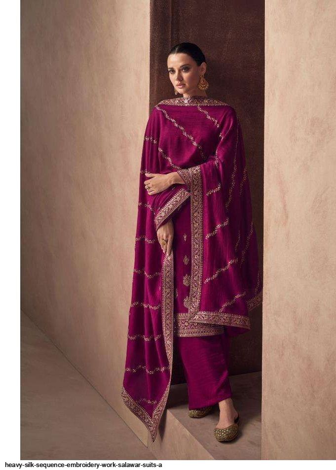 Heavy silk sequence Embroidery work salawar suits