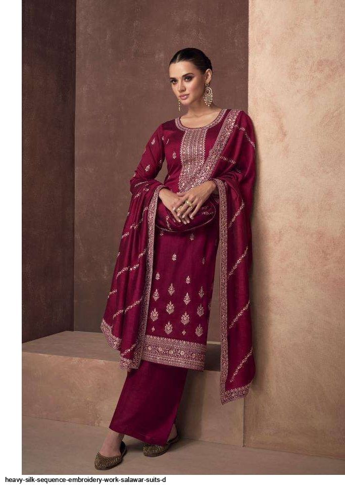Heavy silk sequence Embroidery work salawar suits
