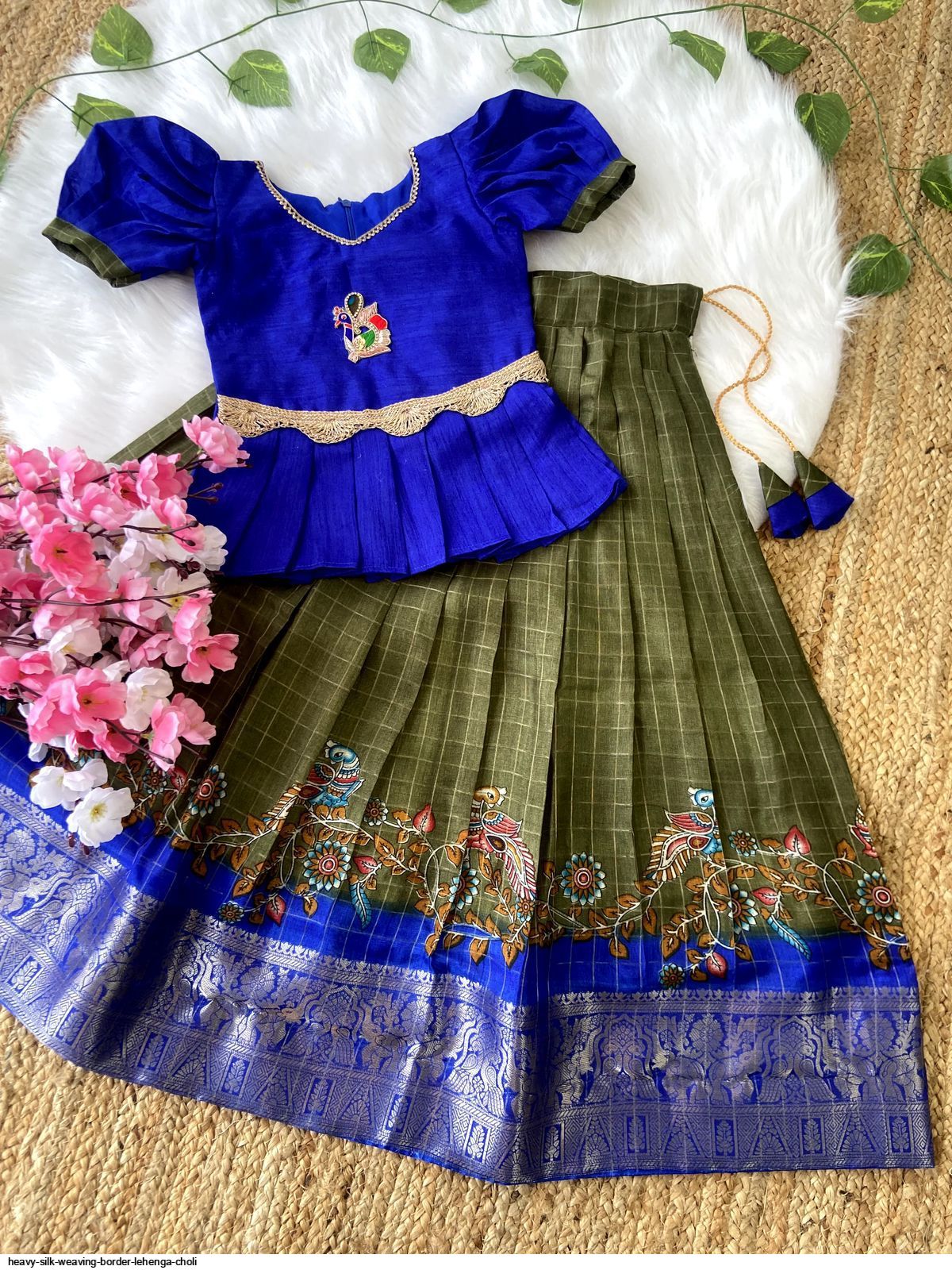 KIDS heavy-silk-weaving-border-lehenga-choli