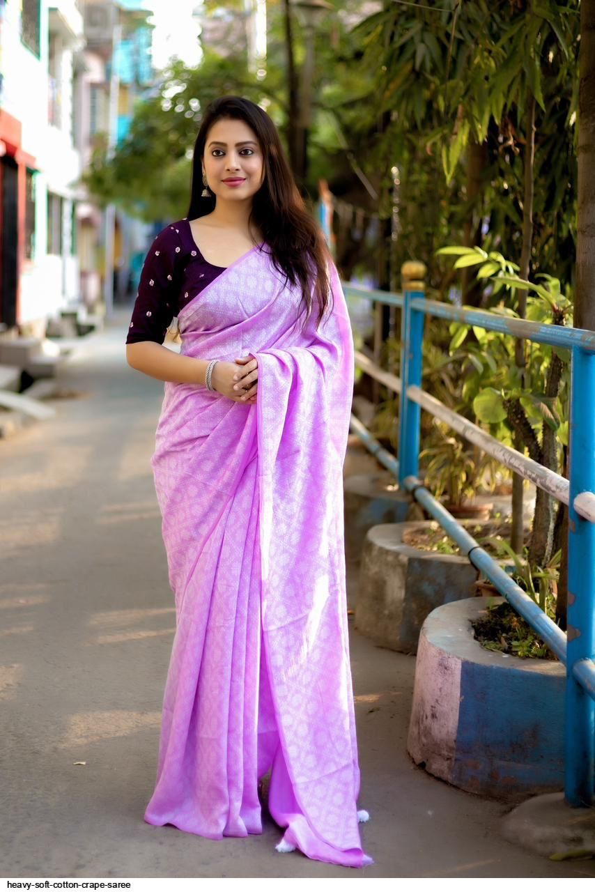 HEAVY SOFT COTTON CRAPE SAREE