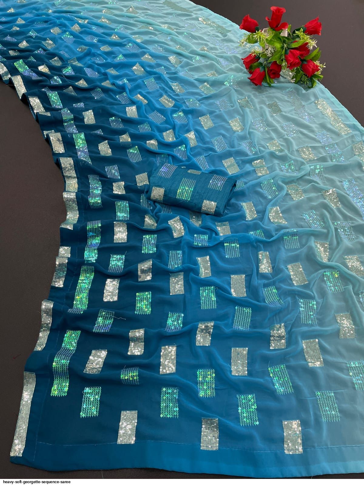 heavy soft georgette sequence saree