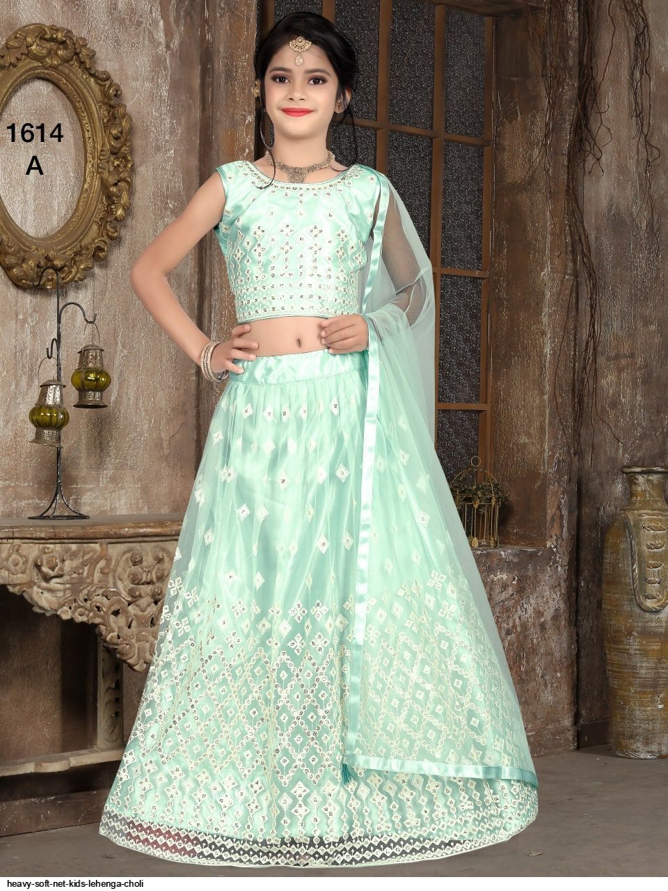 Heavy Soft Net kids lehenga choli