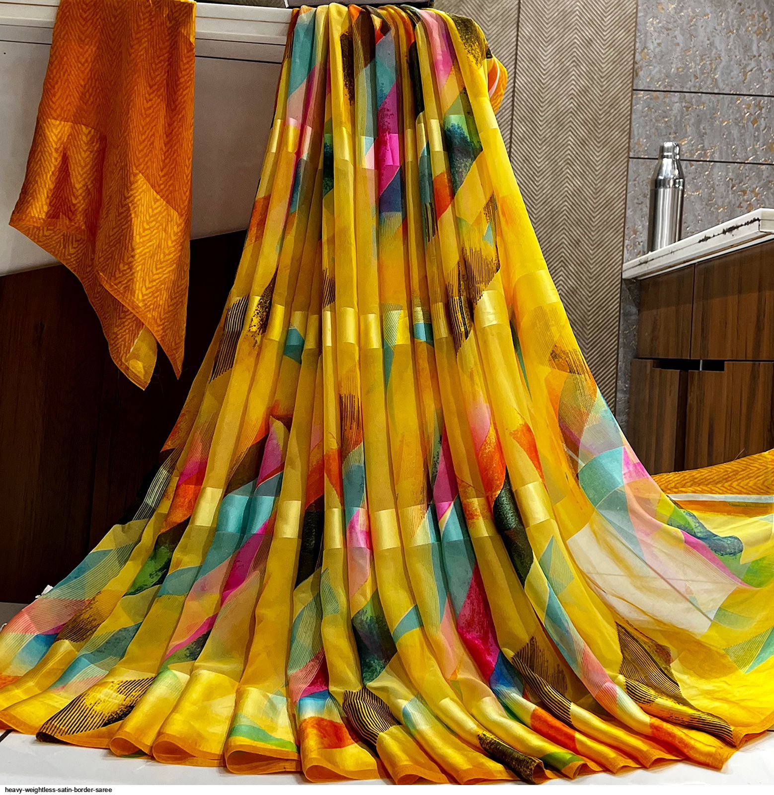 heavy weightless satin border saree