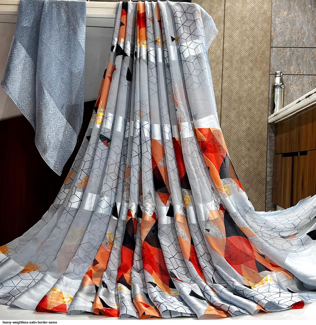 heavy weightless satin border saree