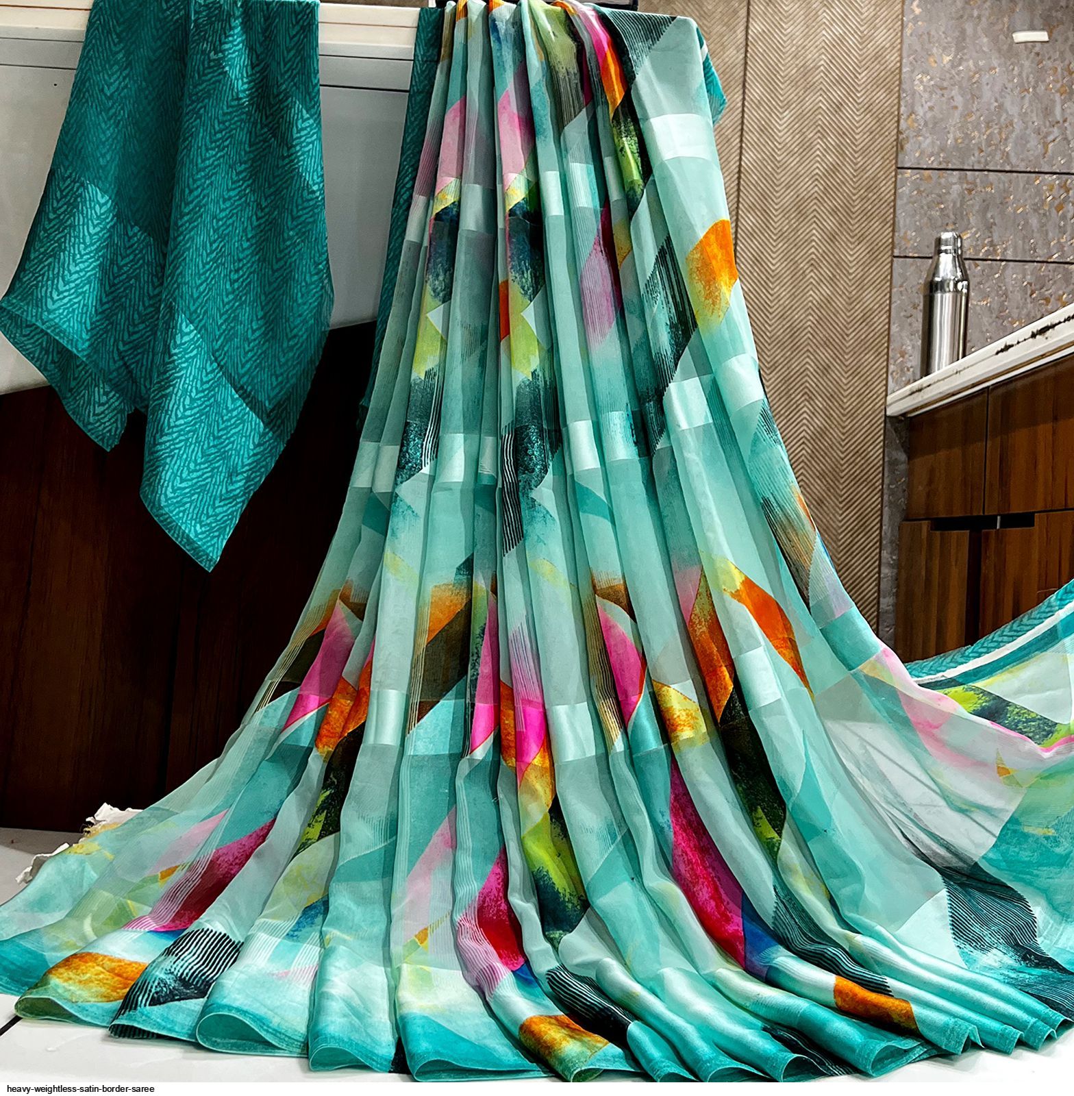 heavy weightless satin border saree