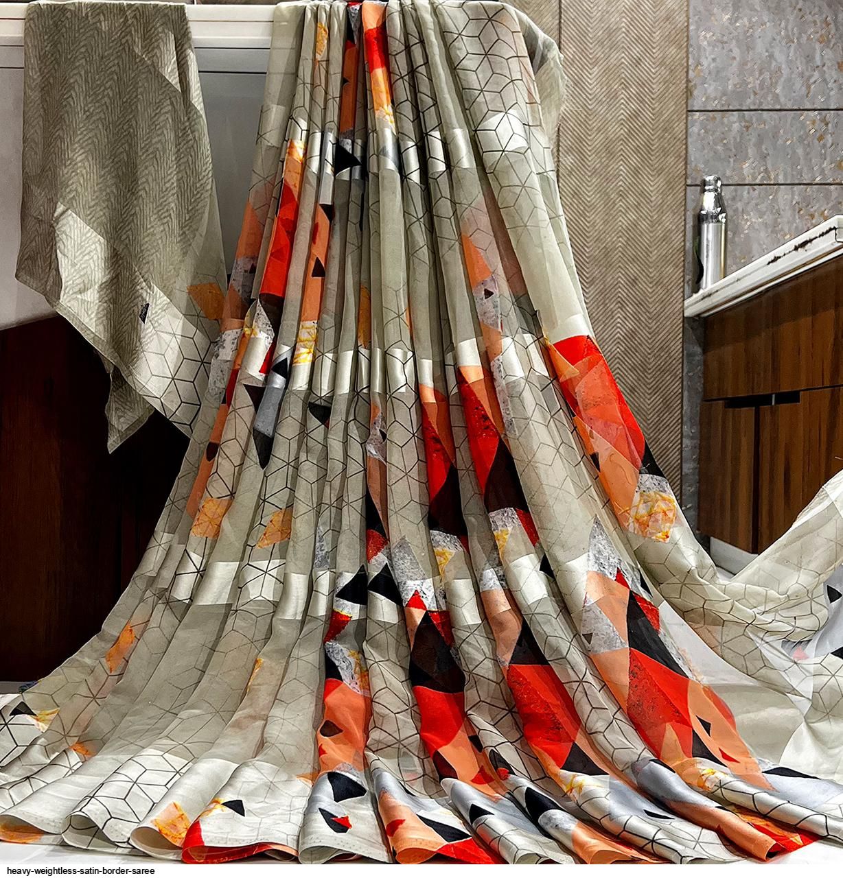 heavy weightless satin border saree