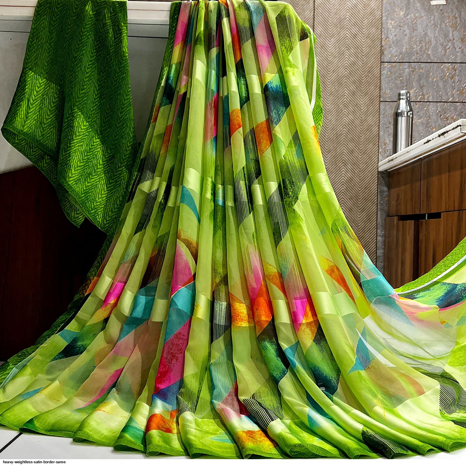 heavy weightless satin border saree