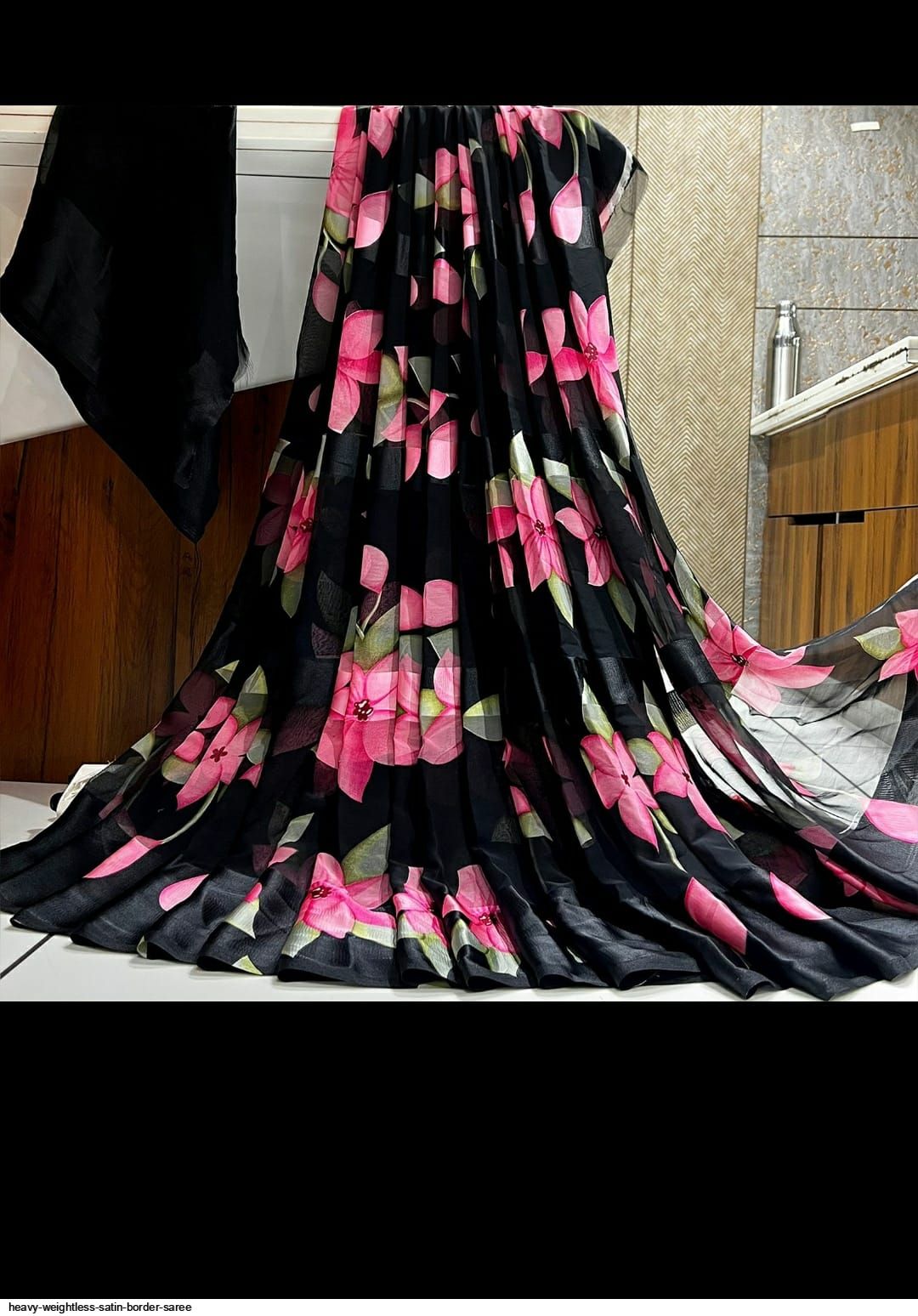 heavy weightless satin border saree